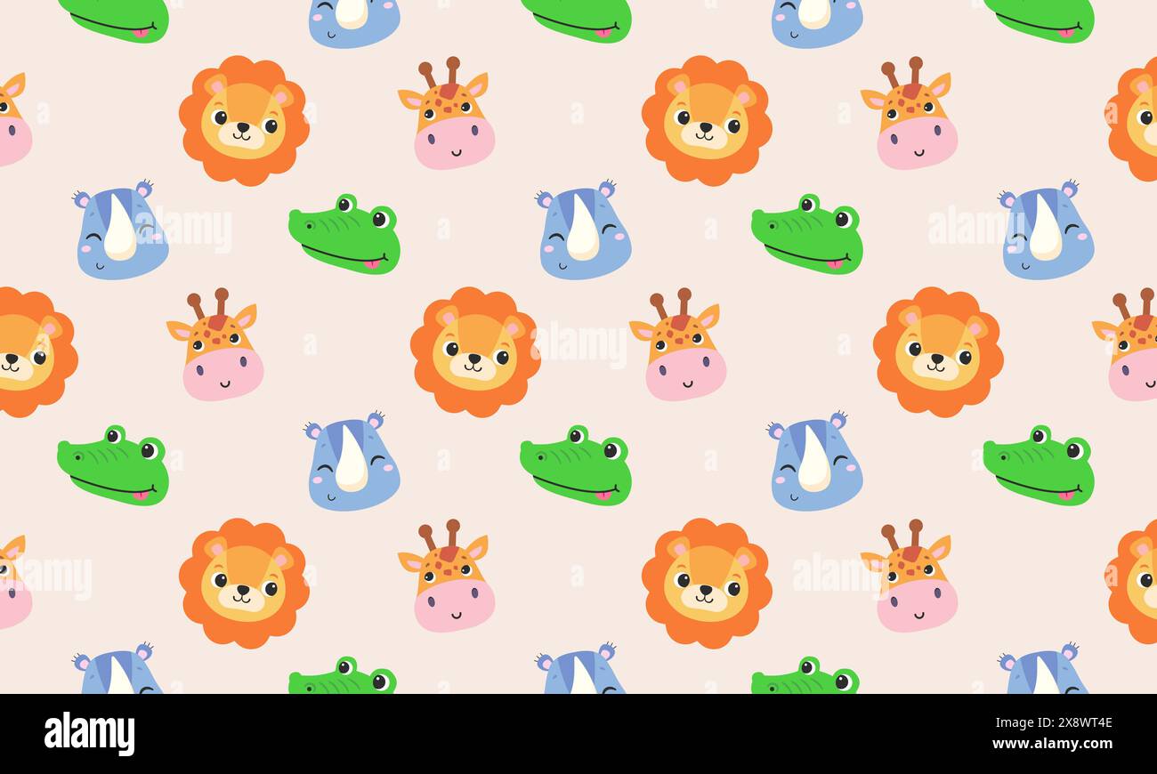 Cute pattern with African animals. Design for children. Vector ...