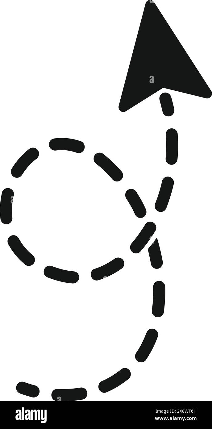 Black and white picture of a dotted circular path with an arrow ...