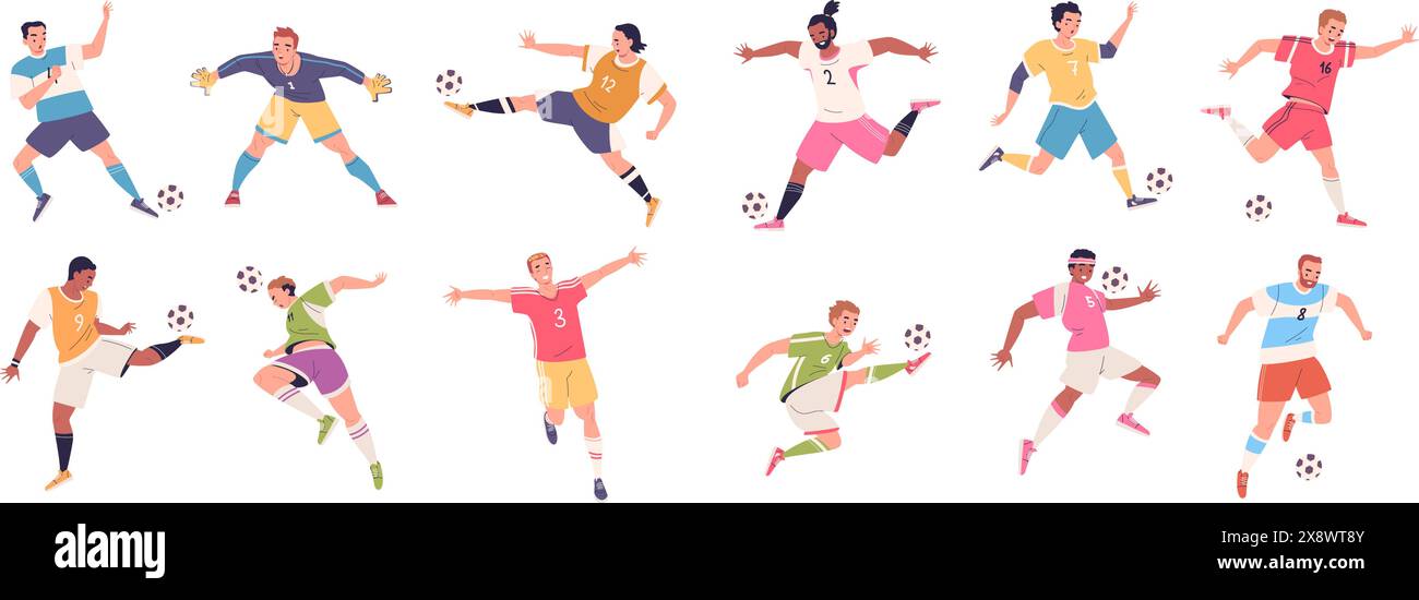 Soccer players poses. Professional football player dynamic pose ...