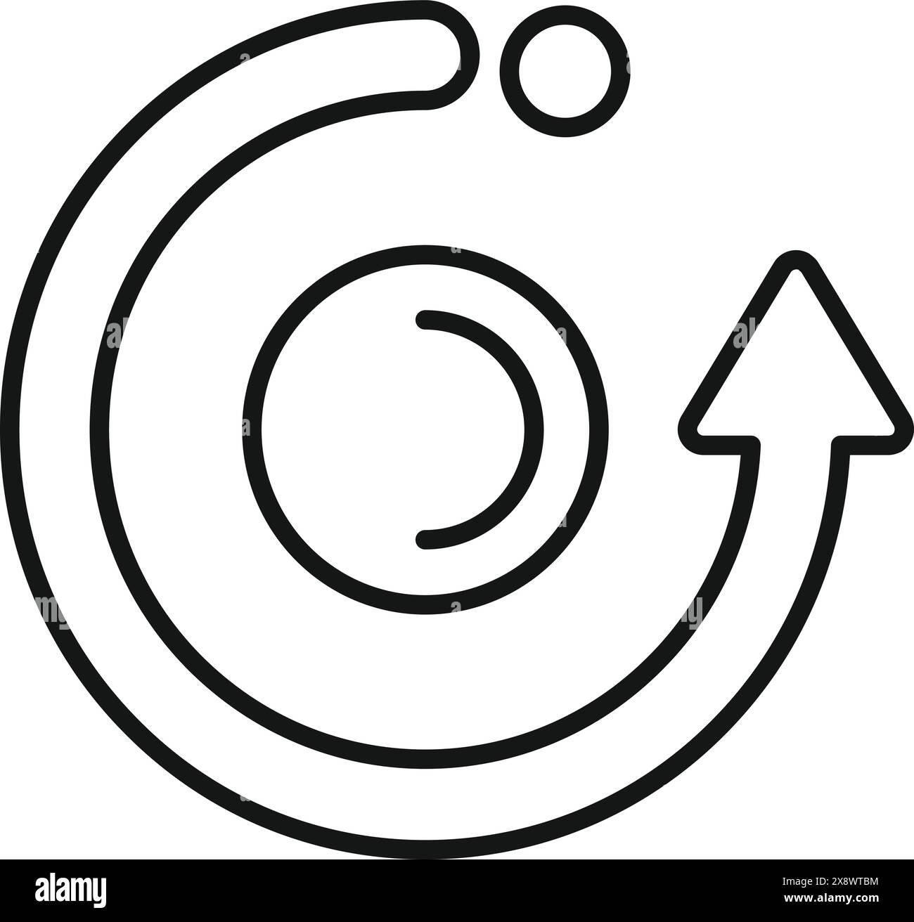 Minimalistic line drawing of a spiral arrow in black and white Stock ...