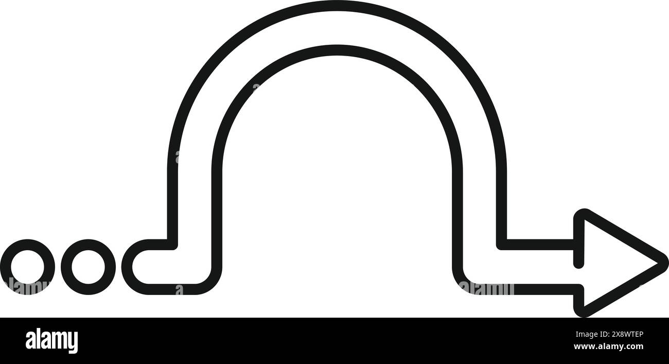 Simplistic black and white line art of a curved undo arrow, symbolizing return or back actions ...