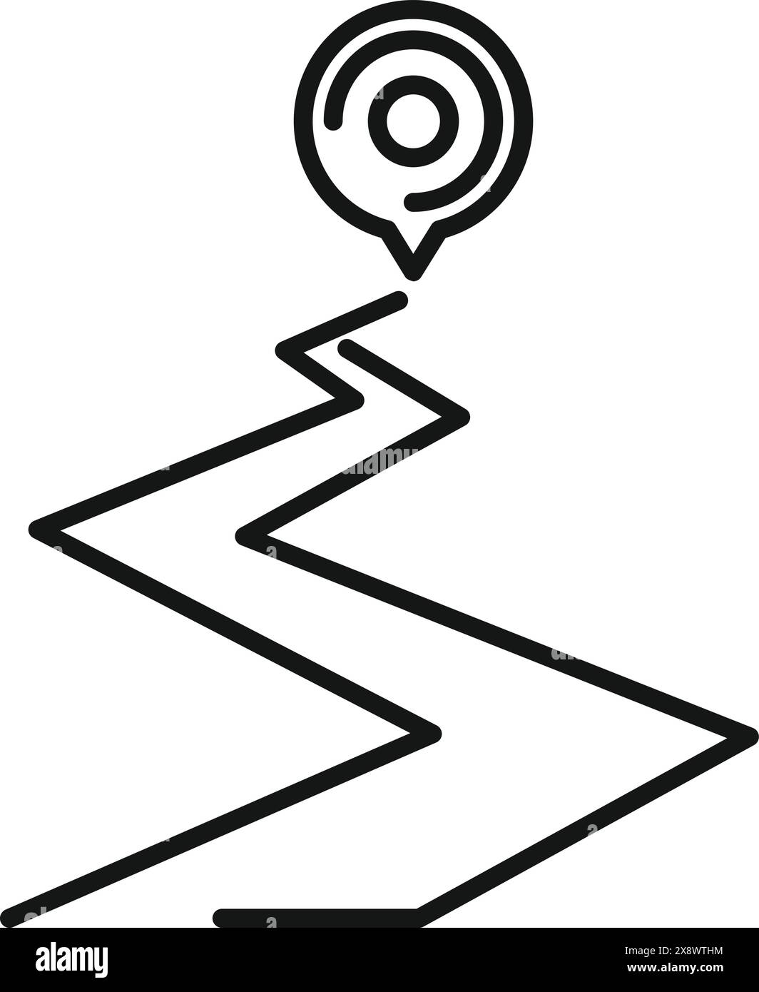 A simple outline of a path leading to a target symbol, representing ...