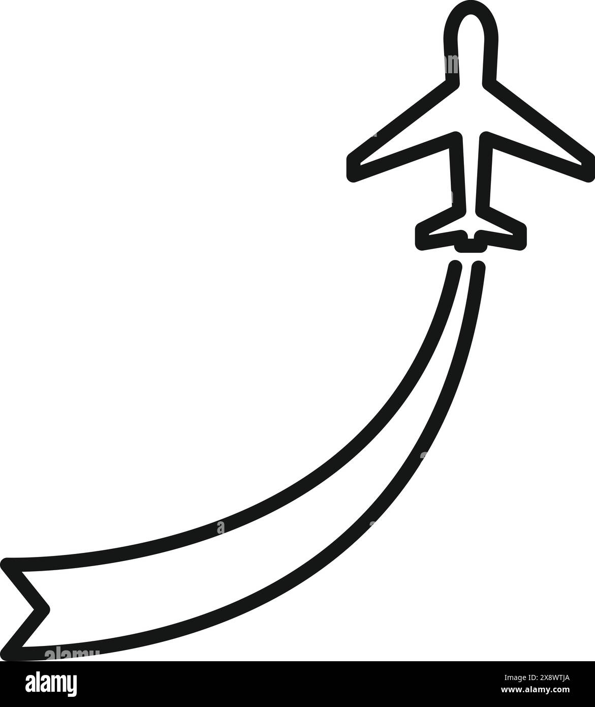 Minimalist handdrawn vector illustration of an ascending airplane line ...