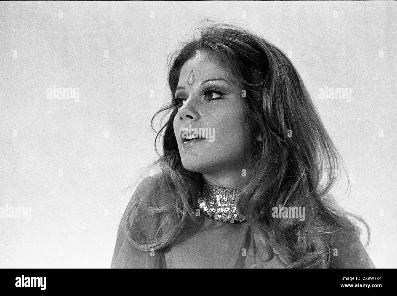 Argentine model and actress Graciela Alfano during a film shooting in ...