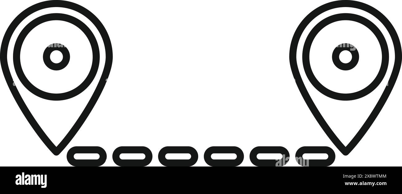 Minimalist line drawing of a route mapped between two destination markers Stock Vector Image ...