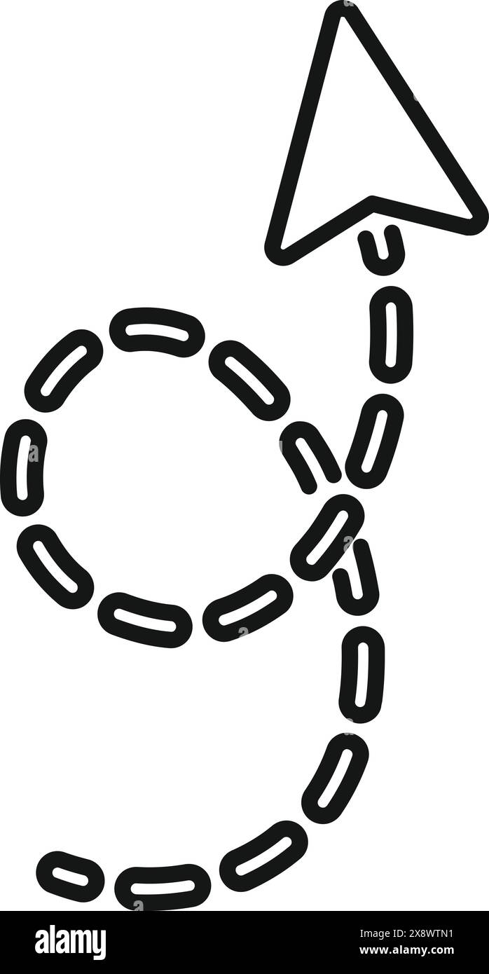 Abstract black and white dotted line arrow illustration representing direction, vector path ...