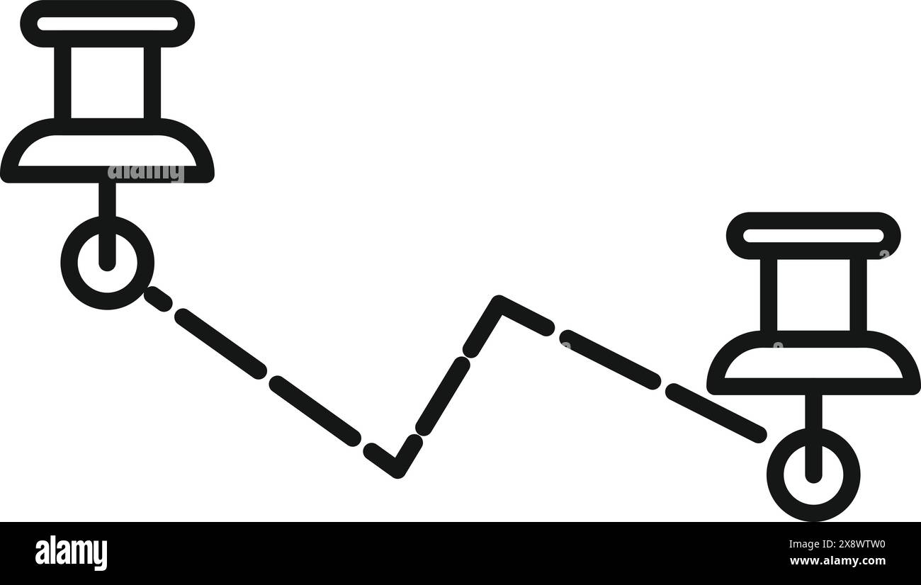 Clean vector icon illustrating a declining line graph with push pins ...