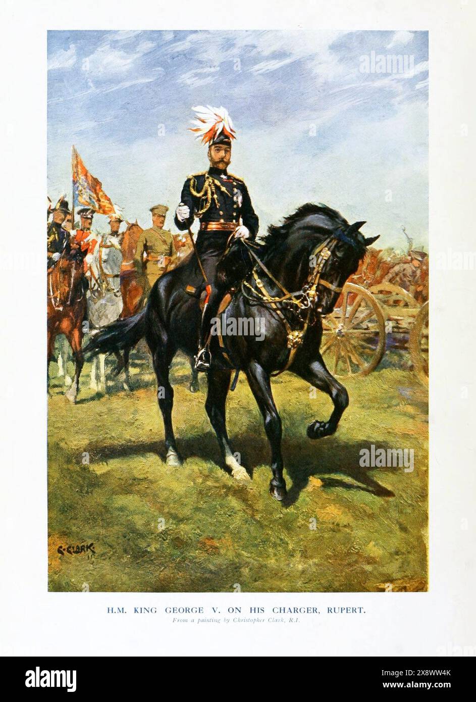 Vintage Portrait of His Majesty King George V on his Charger Rupert ...