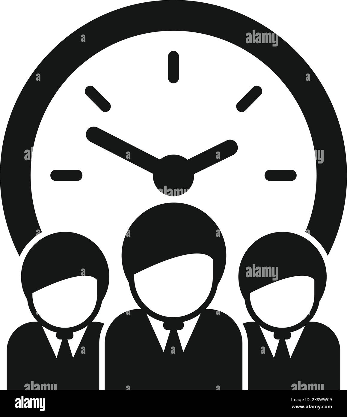 Efficient business time management icon with clock, people, and ...