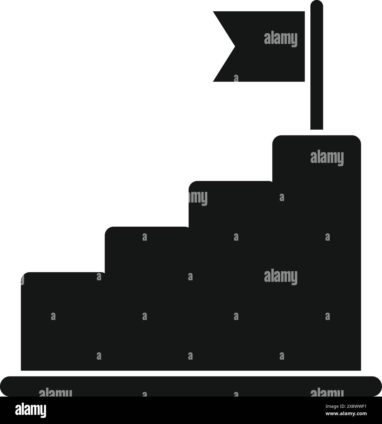 Black silhouette icon depicting stairs leading to a goal flag ...