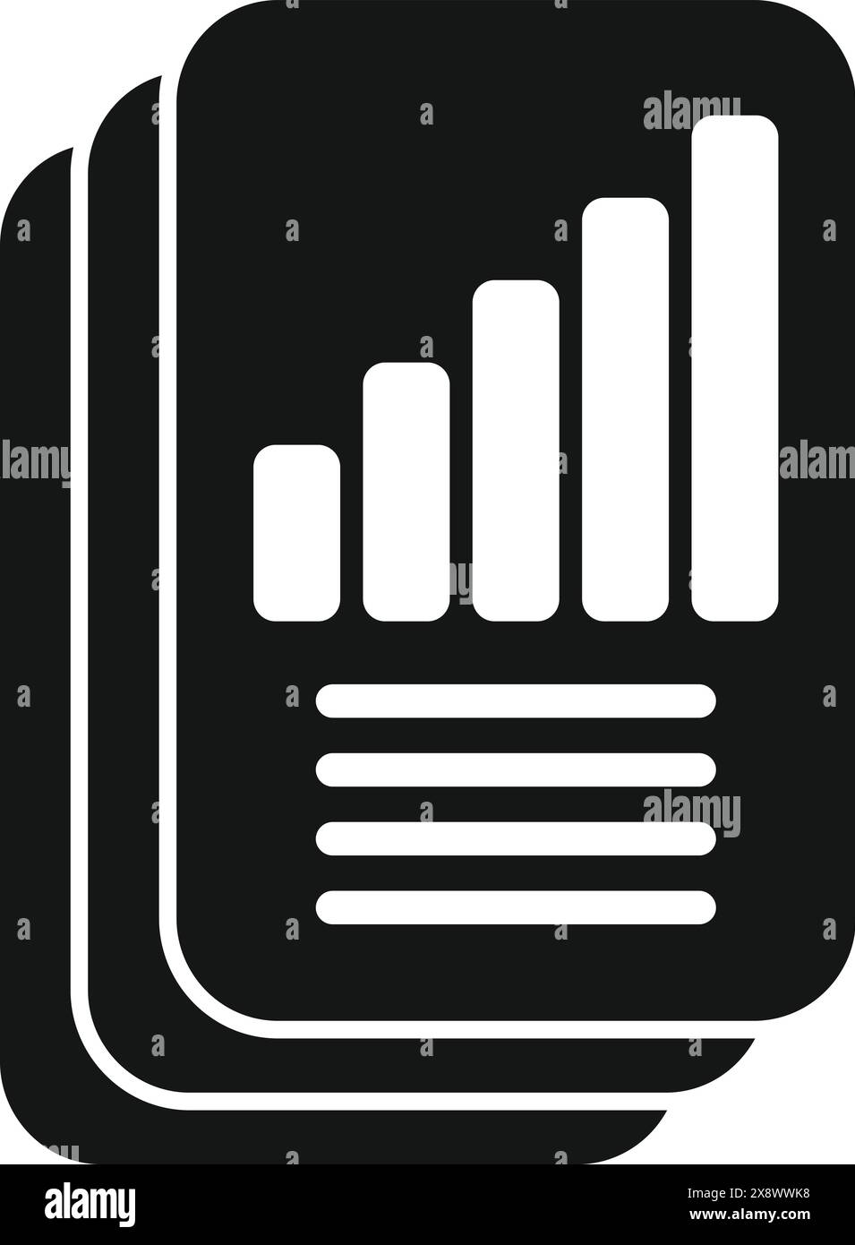 Black and white vector icon of a bar graph report suitable for business ...