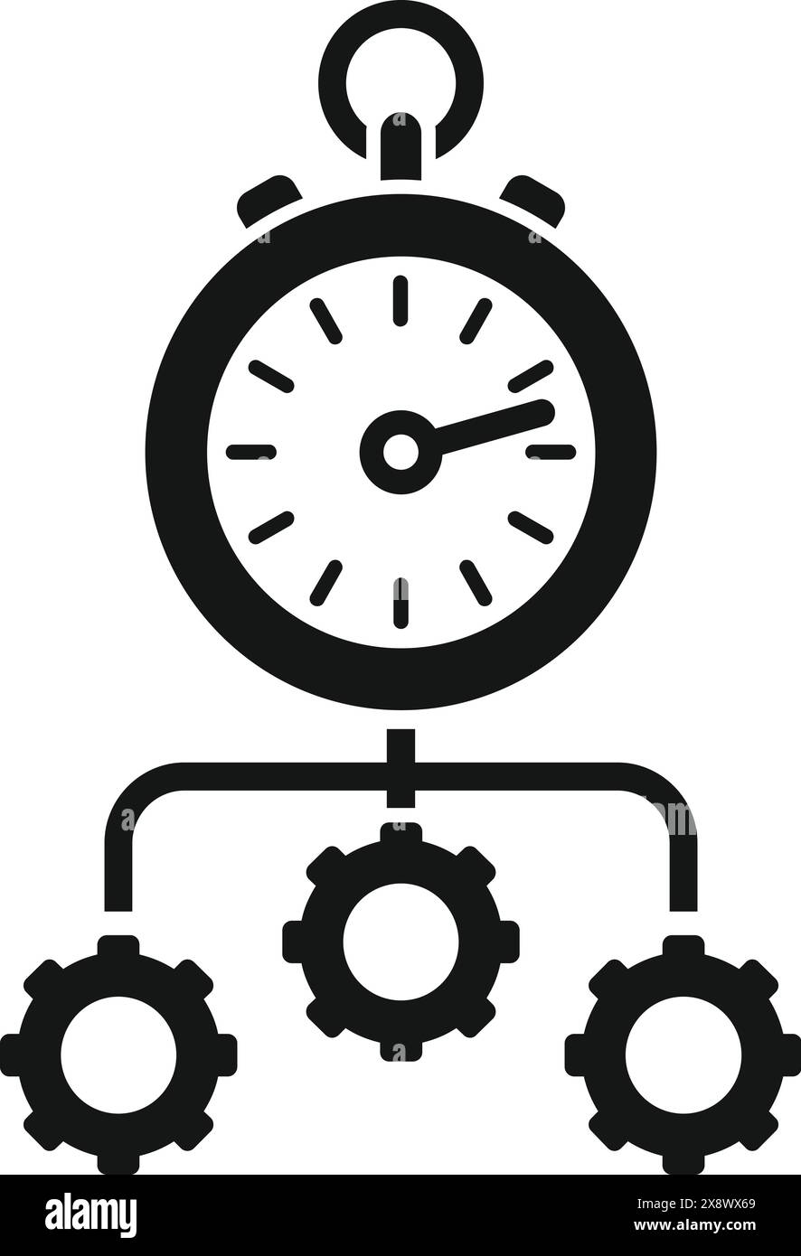 Efficiency And Organization Time Management Concept Icon With Gears Stopwatch Vector And