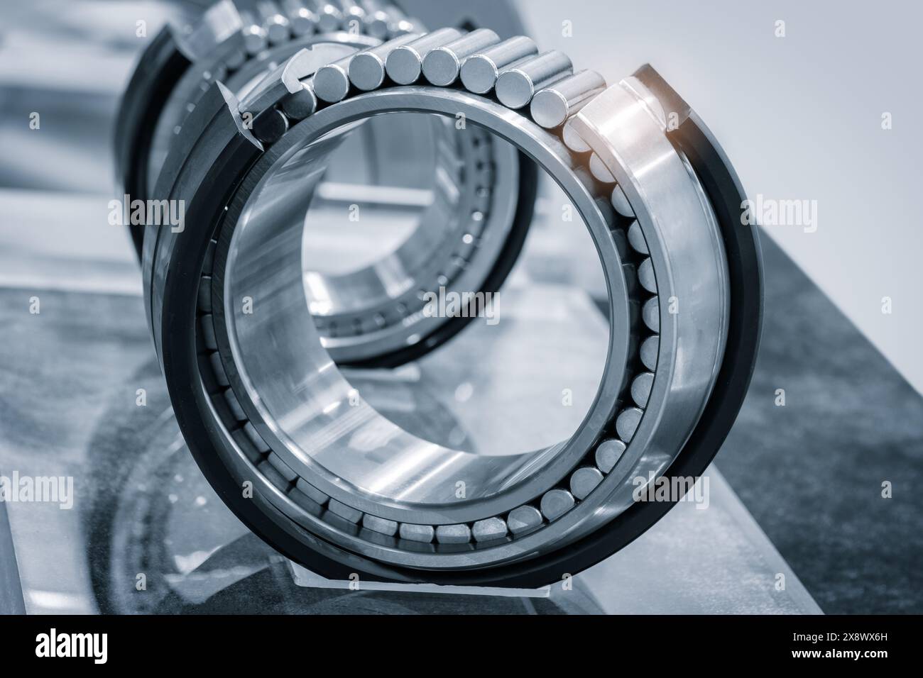 roller bearings on white background, blank for creativity close-up ...