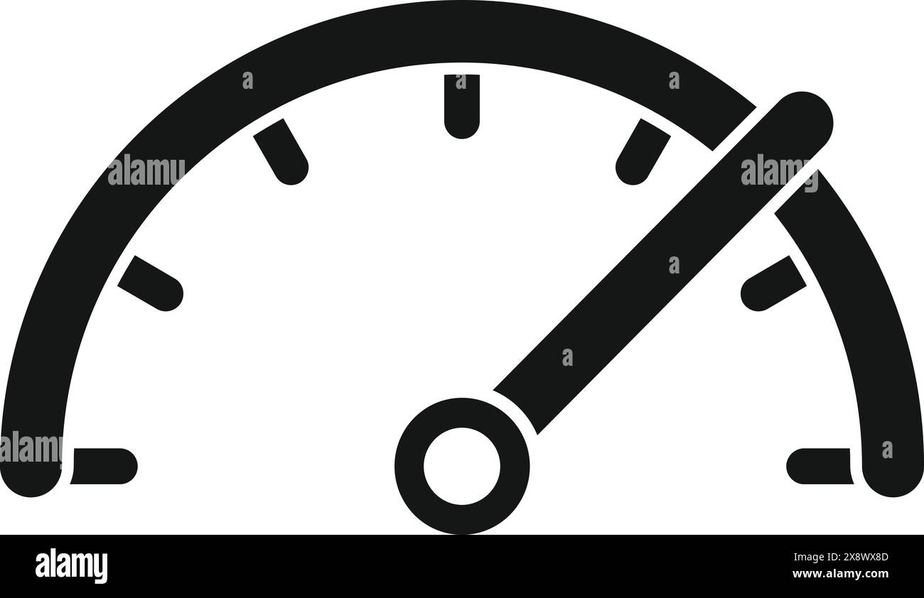 Vector illustration of a simple black speedometer icon with a white ...