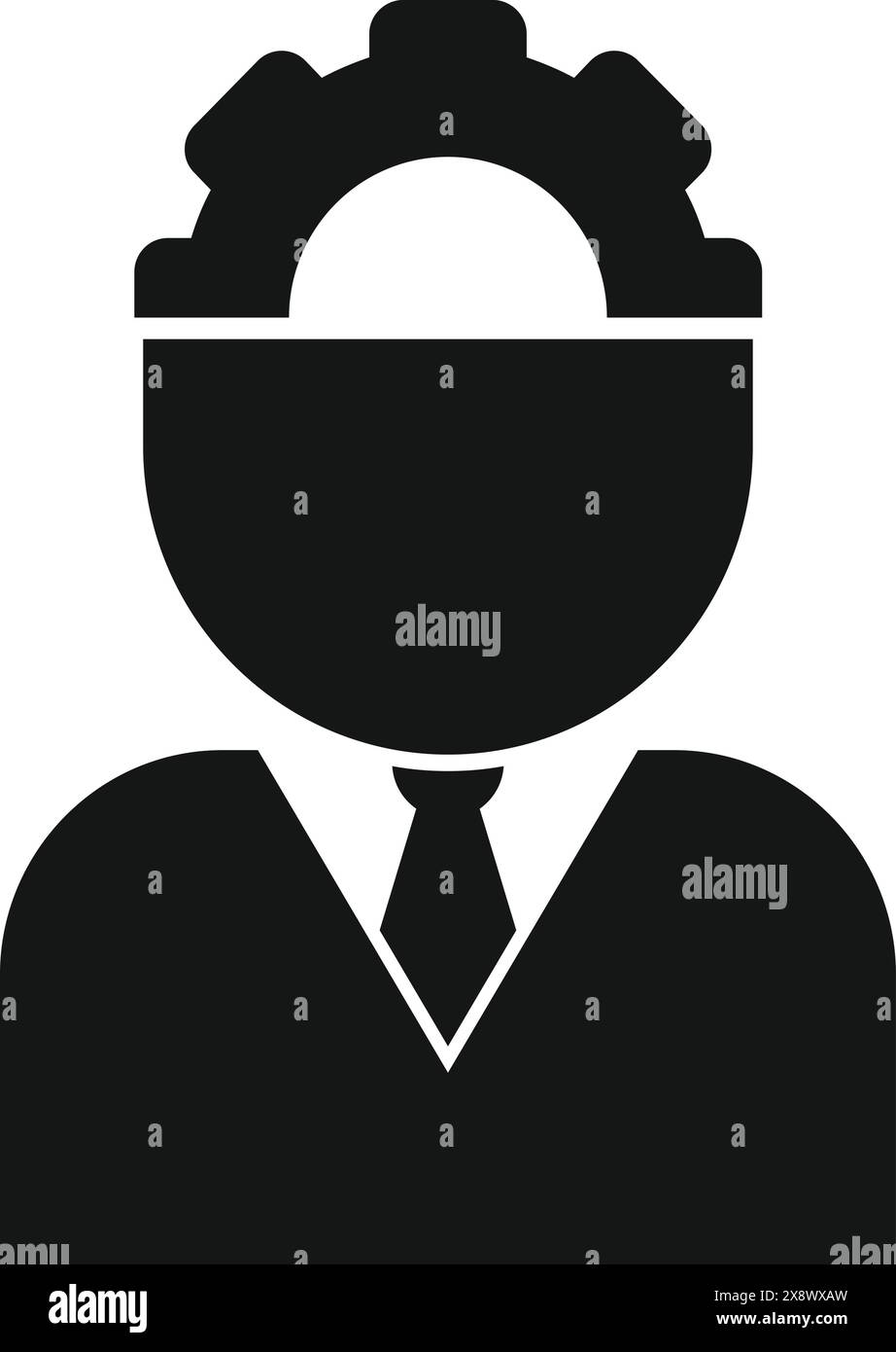 Professional engineer avatar icon with gear head, abstract design, and ...