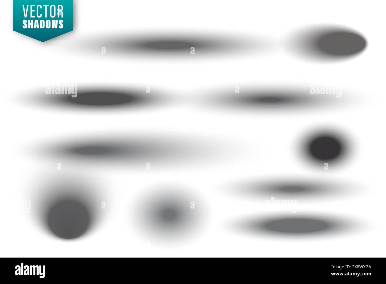 Realistic shadow effect. Round shadows collection isolated on white ...