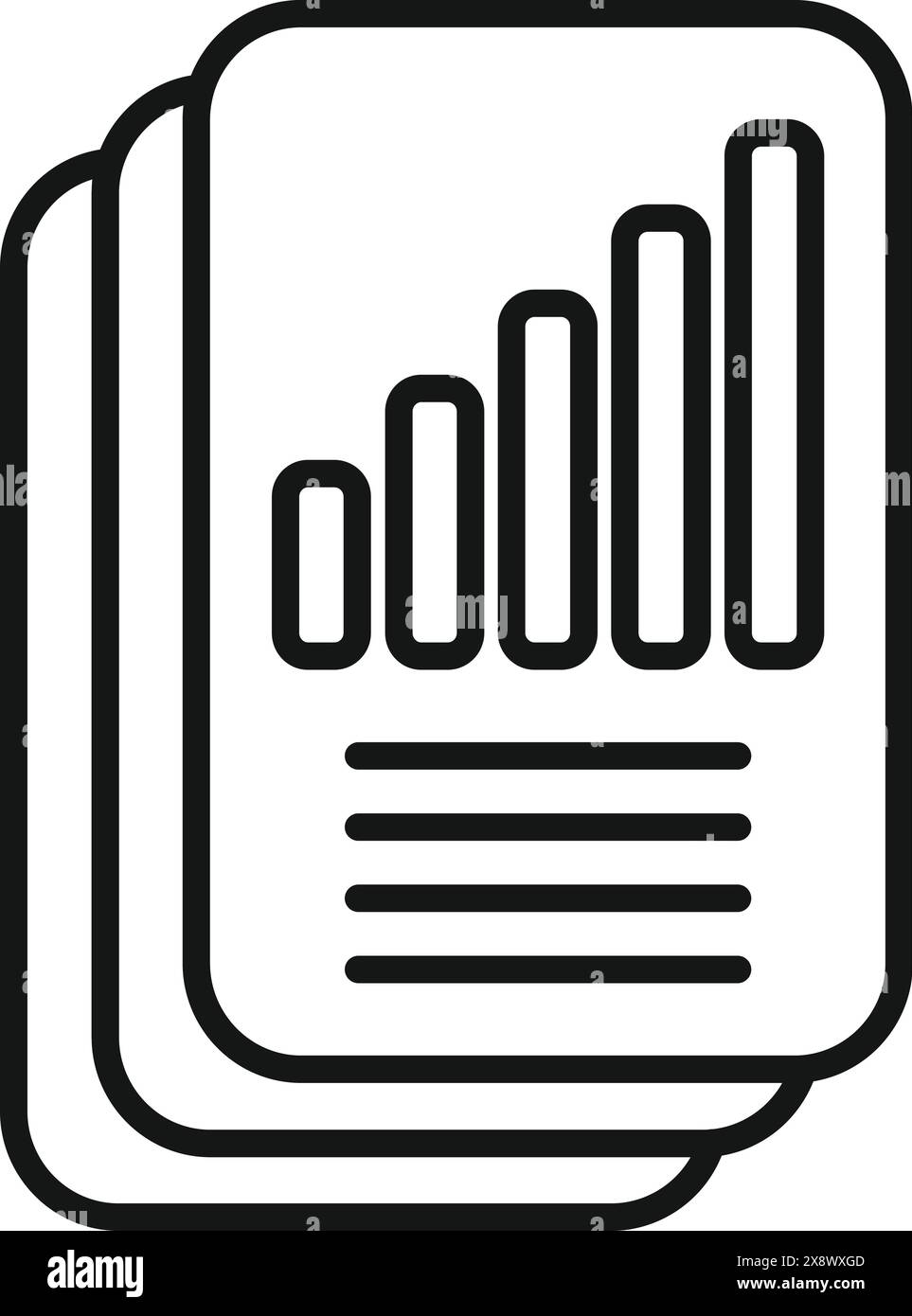 Vector Business Report Line Icon With Bar Graph Document Data Analysis Chart Statistics