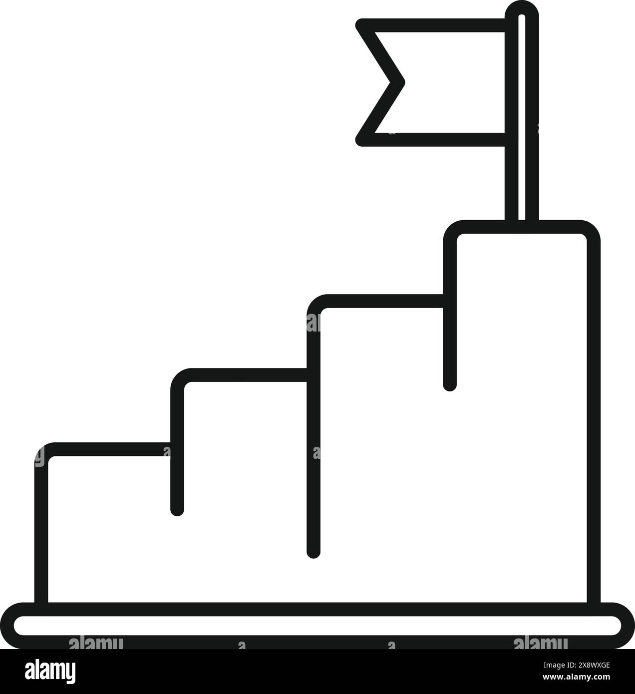 Minimalist line drawing of steps leading to a flag symbolizing ...