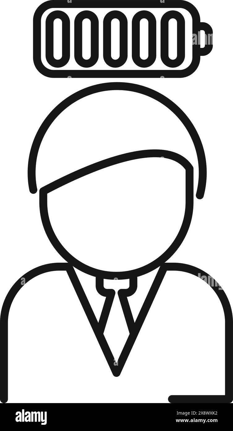 Battery head concept icon representing the mental state, energy level ...