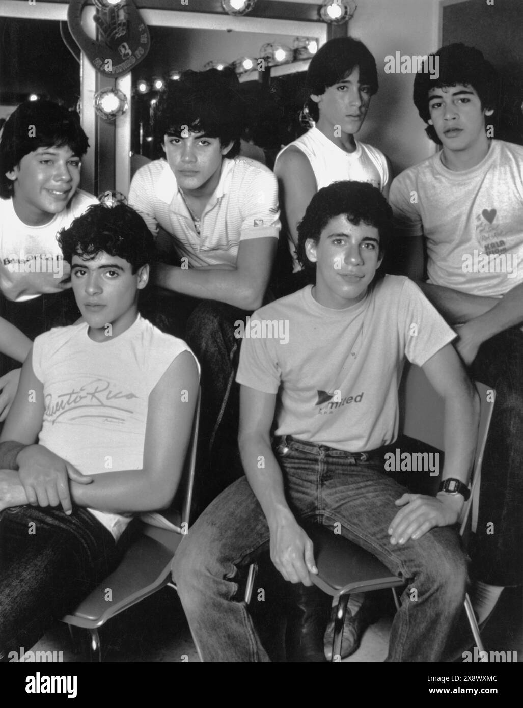 Entertainment boy group Menudo posing for a picture Stock Photo - Alamy