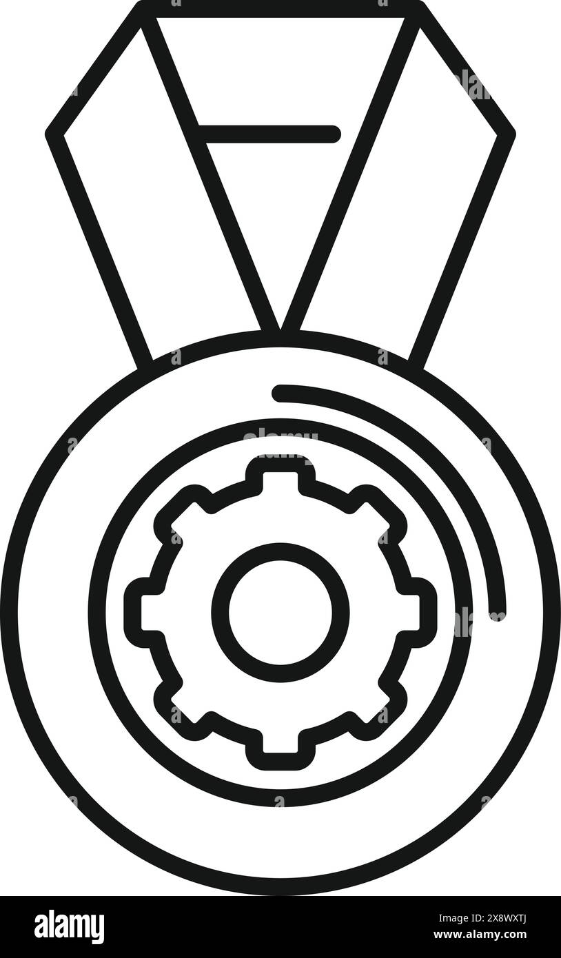Vector illustration of a medal with a gear symbol representing ...