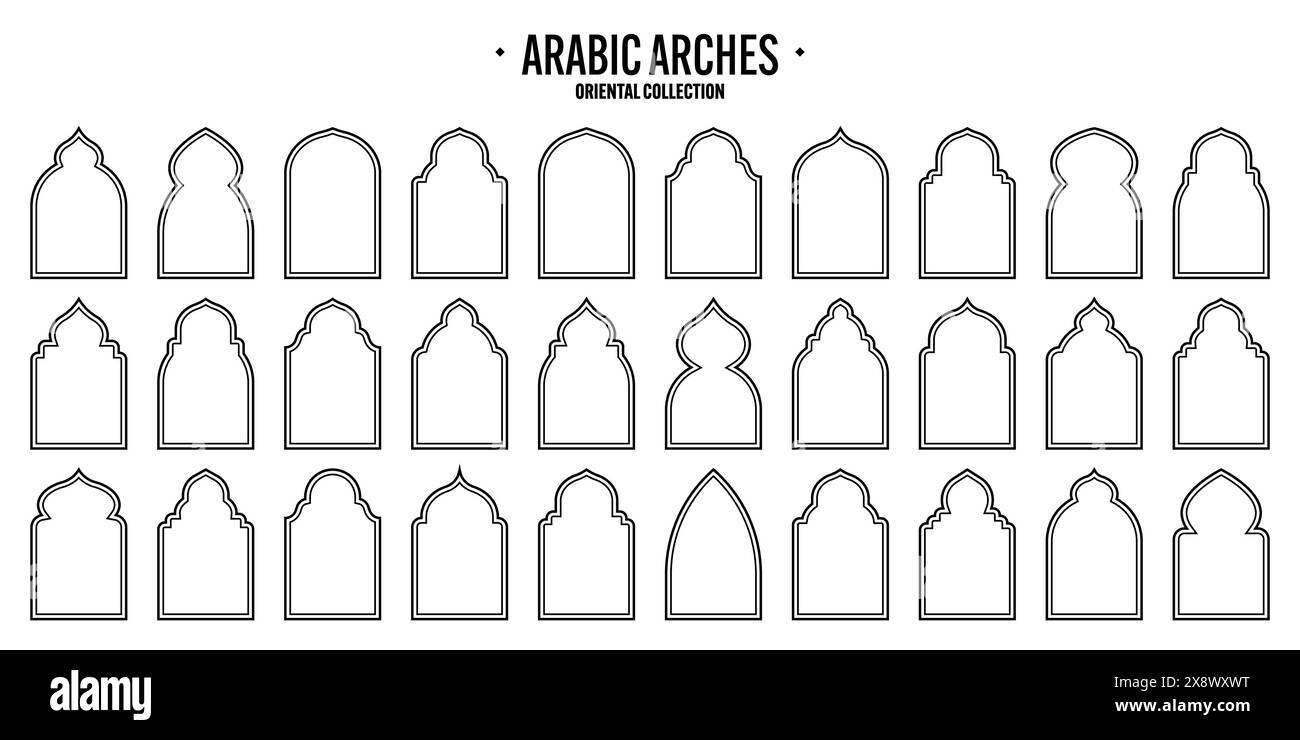 Islamic frames, oriental style objects. Arabic shapes, windows and ...