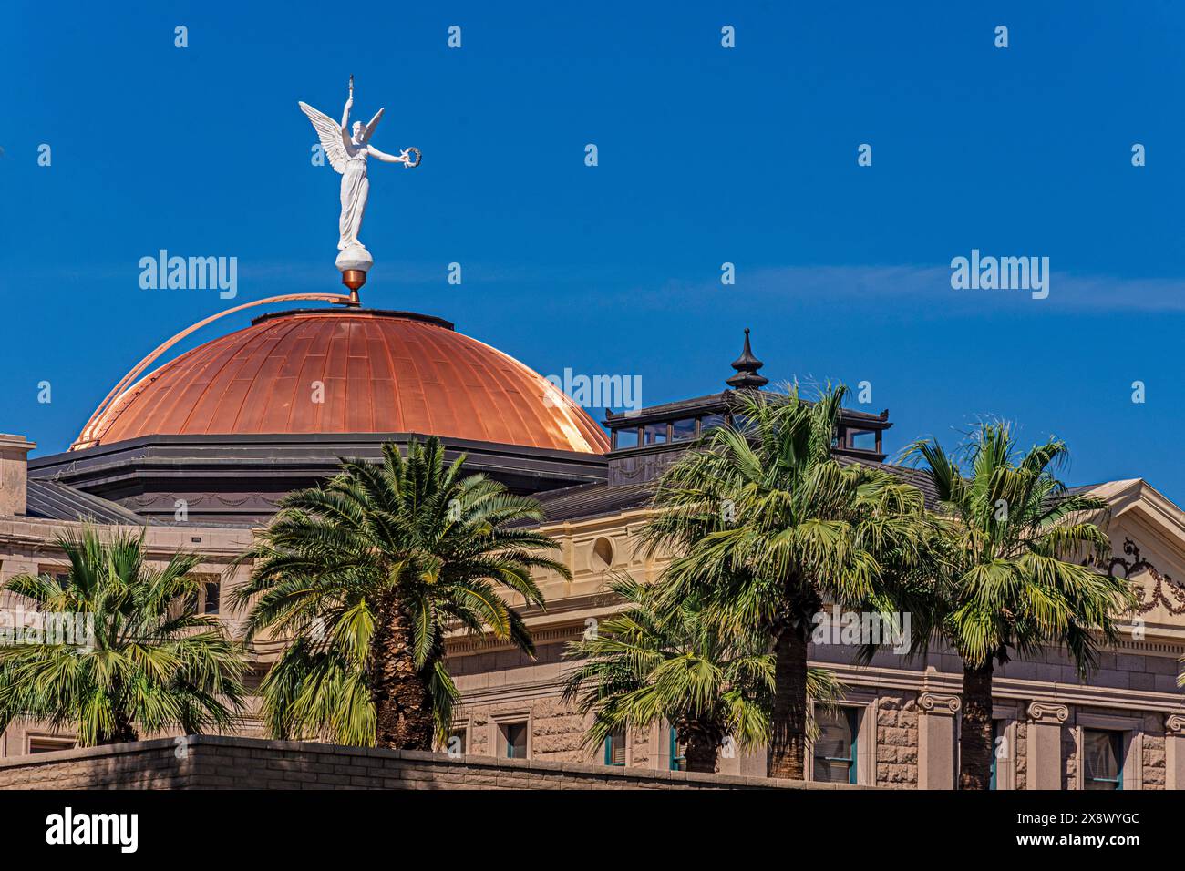 Arizona State Capitol Building in Phoenix, Angel on top of the copper ...