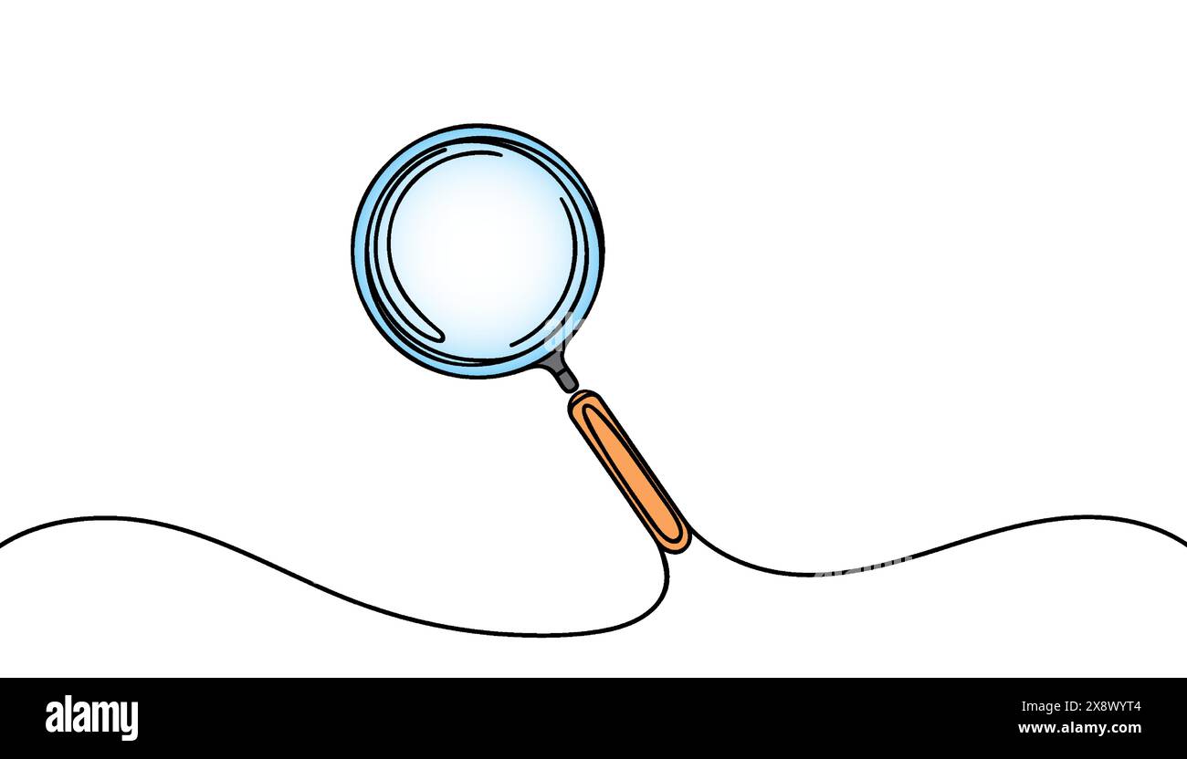 One line illustration of magnifying glass. Line drawing of magnifying ...
