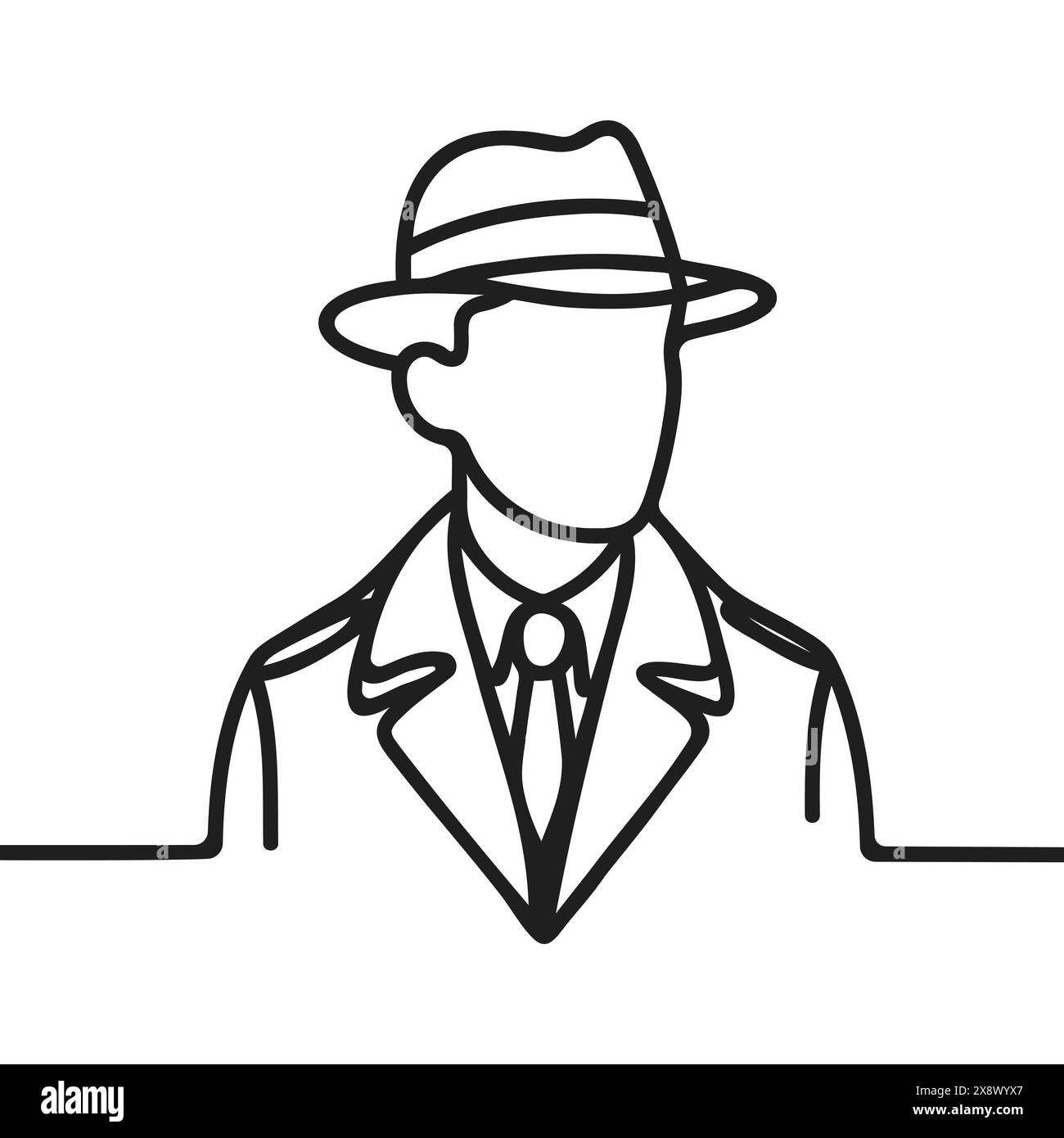 Continuous one line drawing detective. Security concept Stock Vector ...