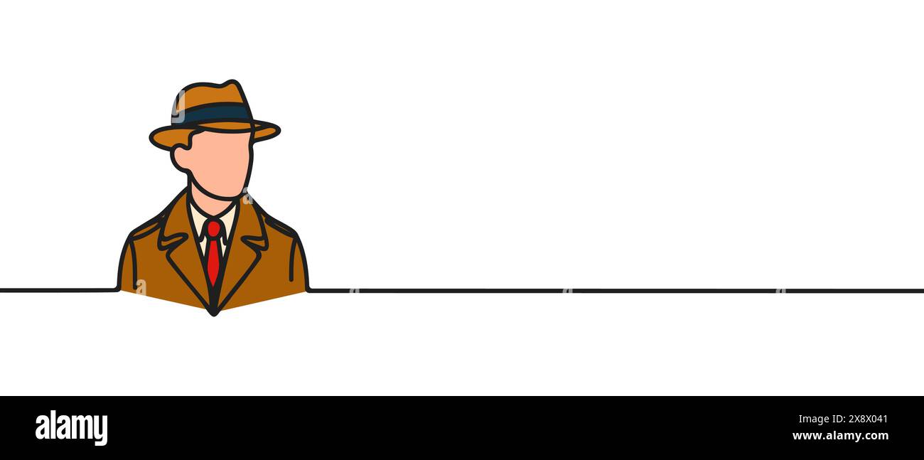 Continuous one line drawing detective. Security concept Stock Vector ...