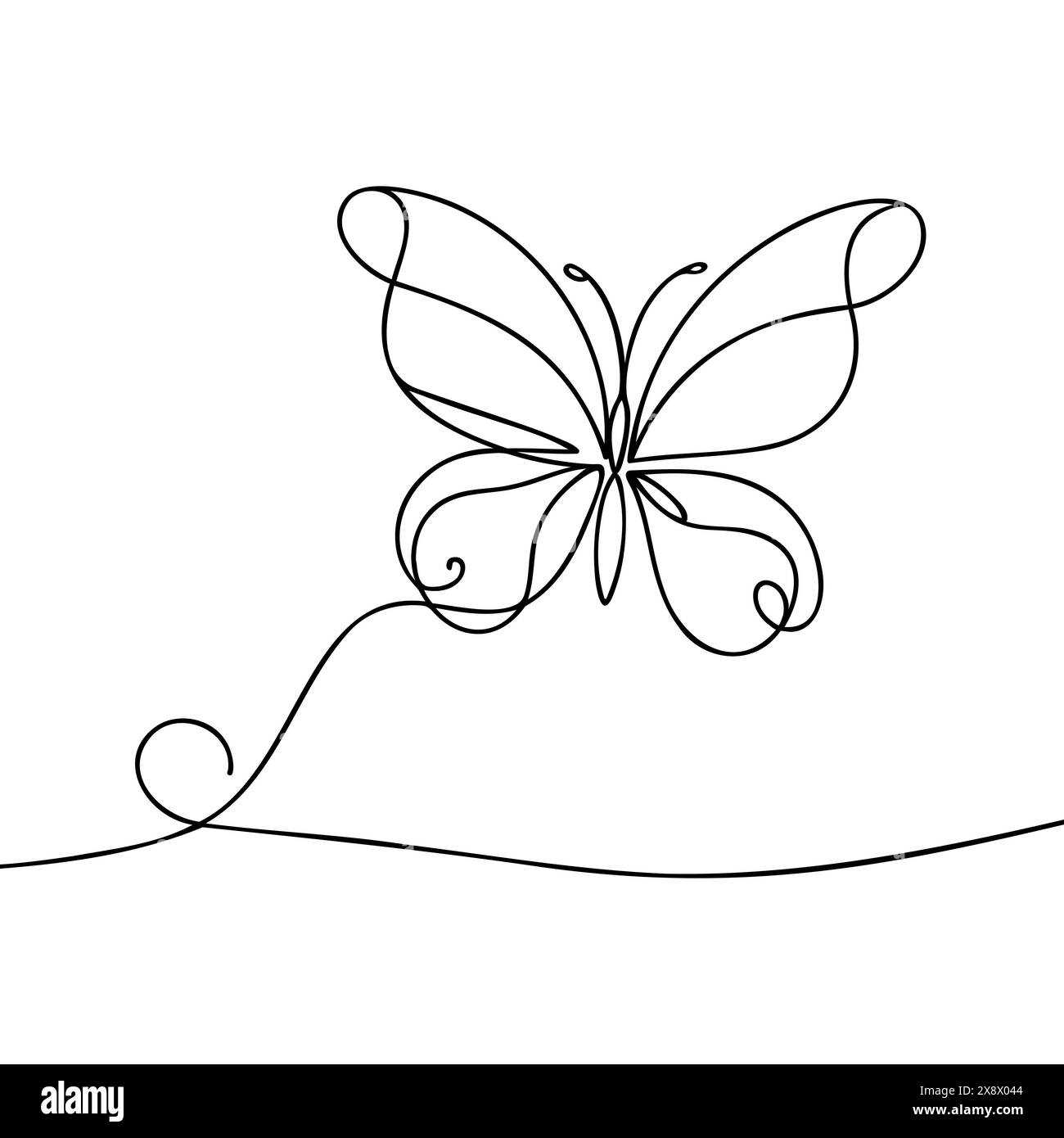 Butterfly in One continuous line drawing. Doodle vector illustration ...