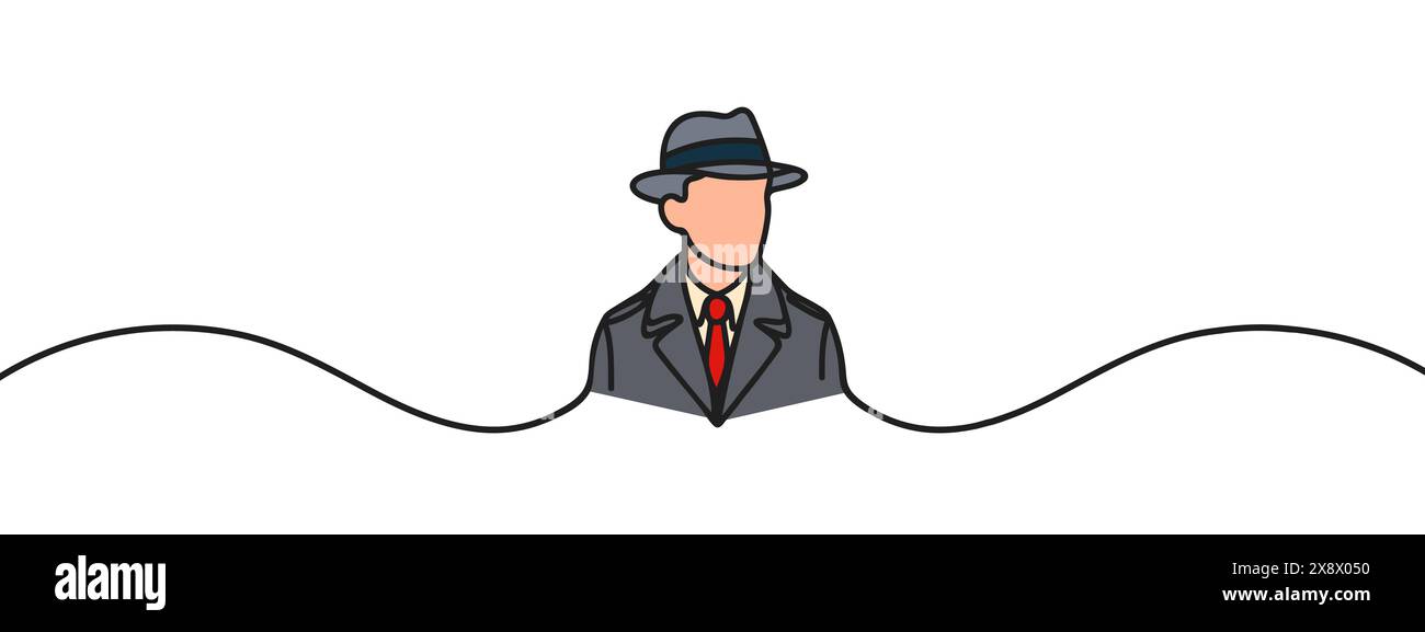 Continuous one line drawing detective. Security concept Stock Vector ...