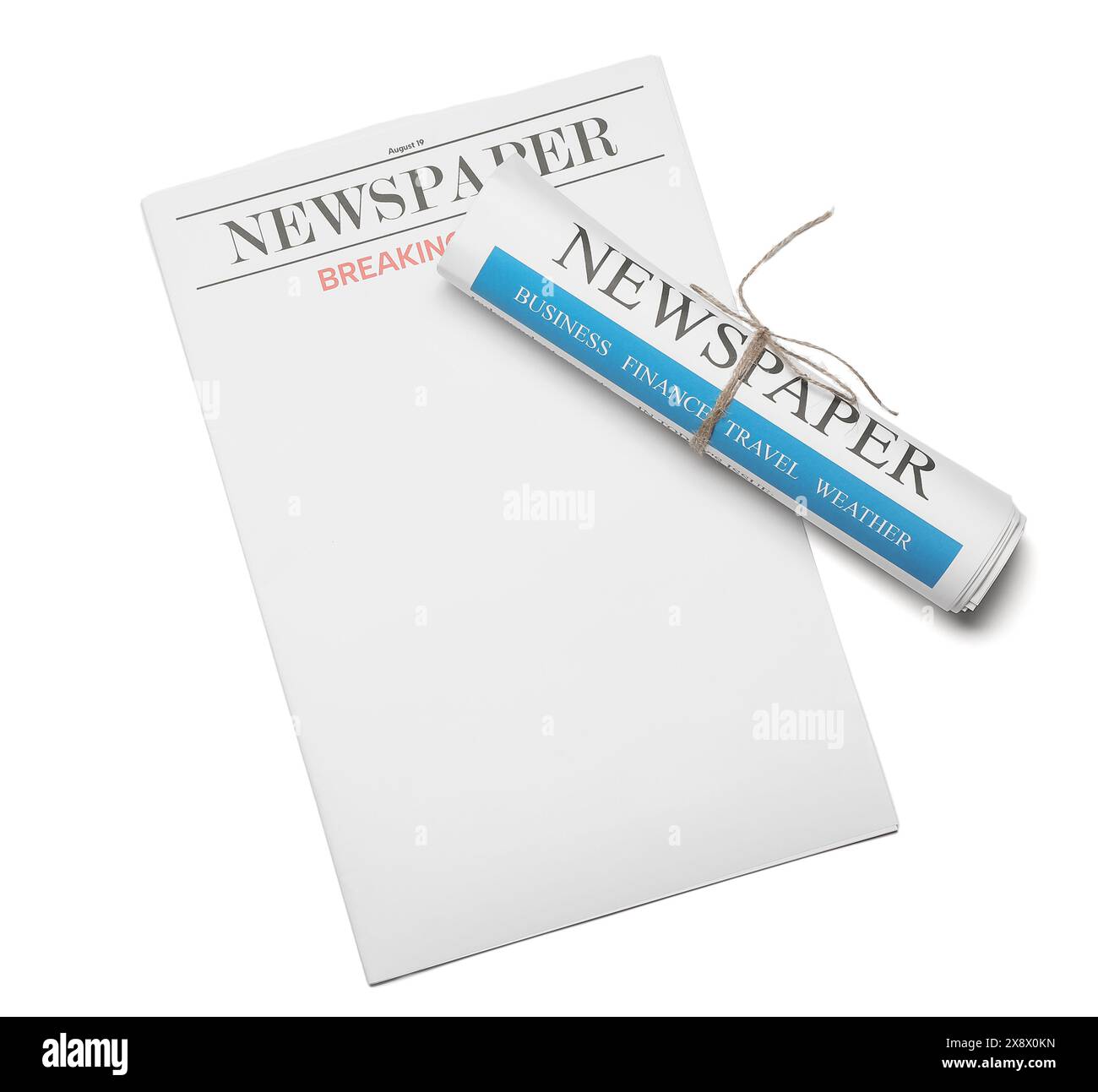Blank and daily newspapers on white background Stock Photo - Alamy