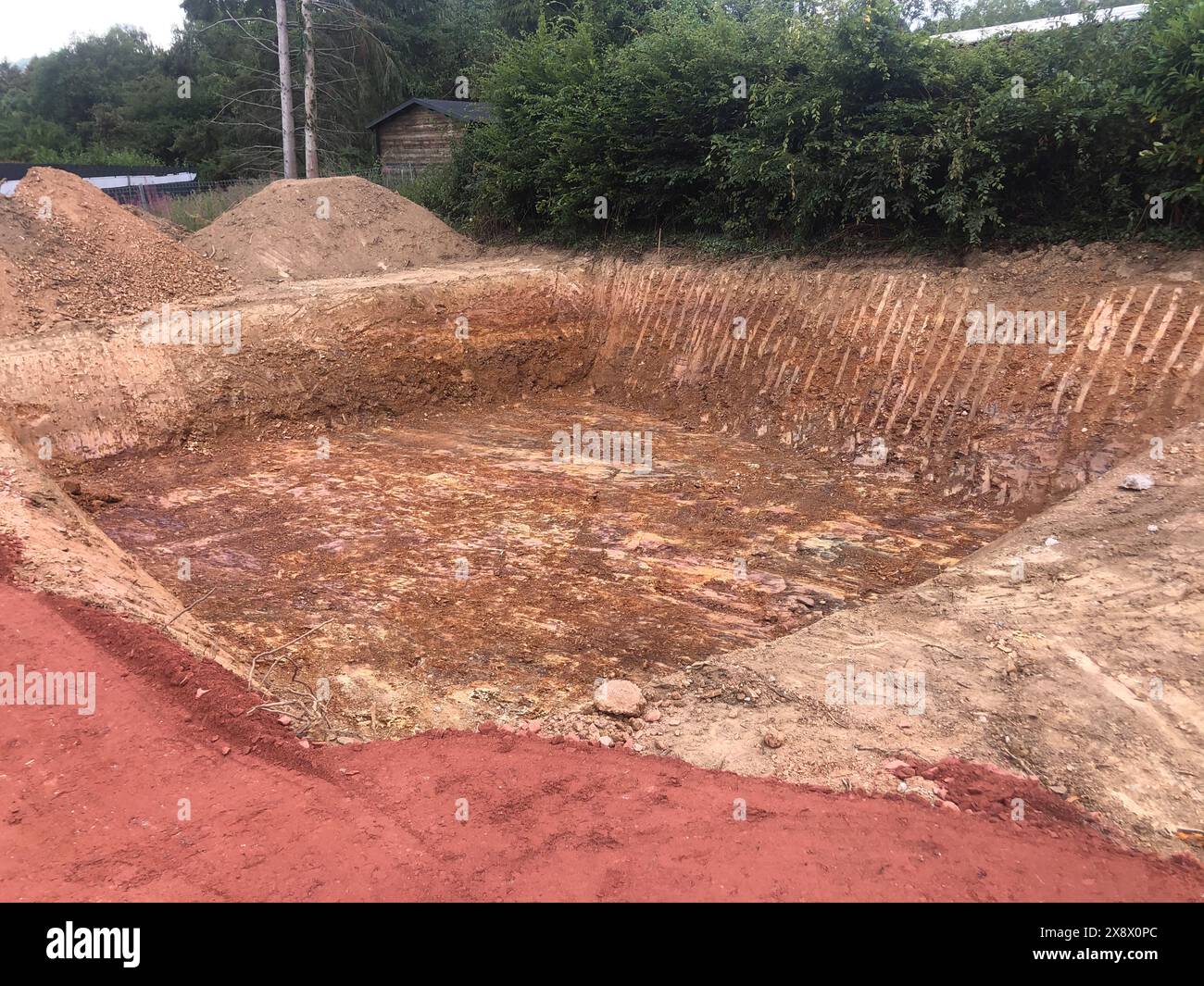 excarvation pit for building a family house in nature landscape Stock ...
