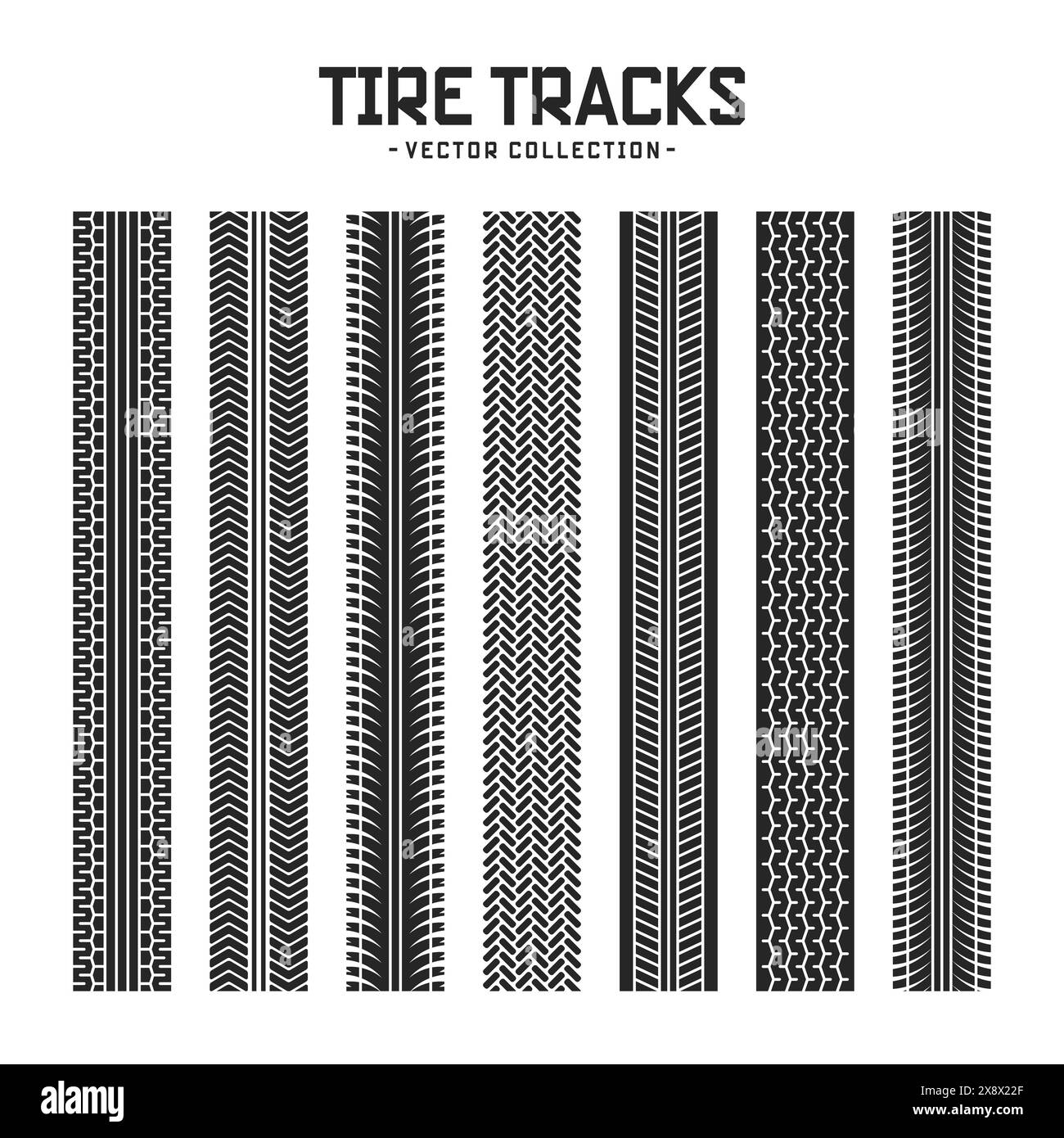Tire tracks, wheel braking marks. Truck, car or motorcycle tread ...
