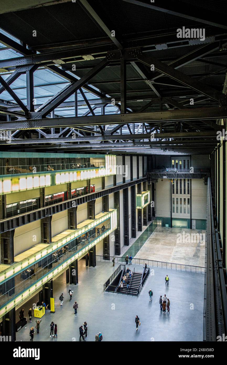 Aerial view of visitors in Turbine Hall at Tate Modern, London, United ...