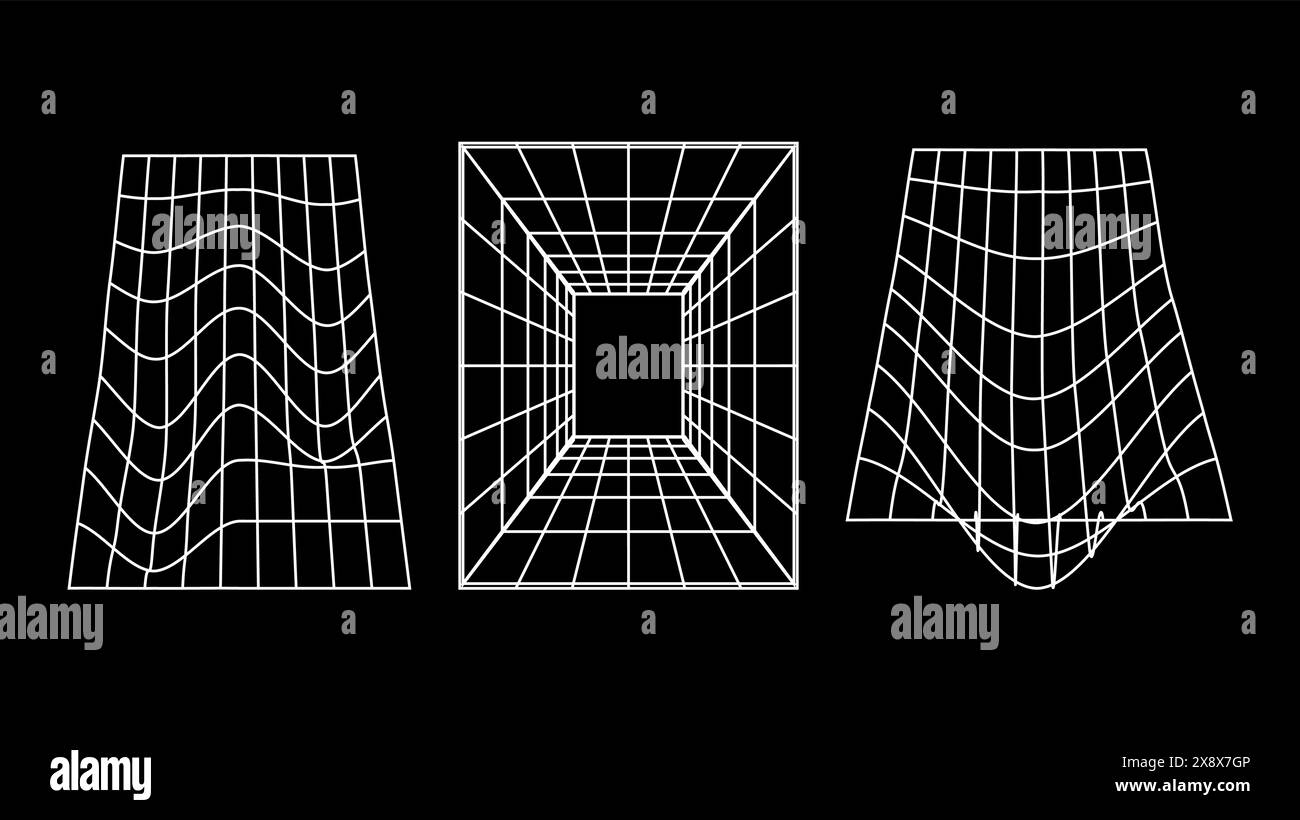 3d Wireframe Models Of Objects Network Line Geometric Shapes