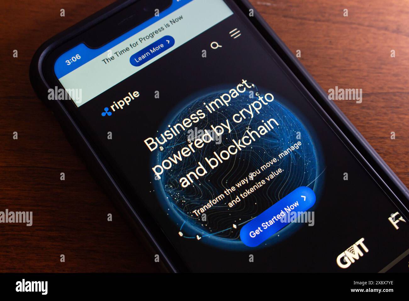 Ripple website seen in an iPhone. Ripple (XRP) is a digital payment ...
