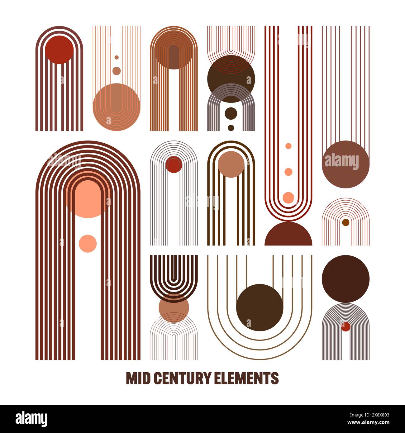 Mid century arch and circle elements, modern geometric shapes ...