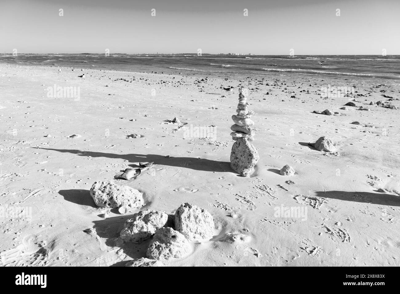 stone pyramid at sea. summer nature with zen pebble. life equilibrium ...
