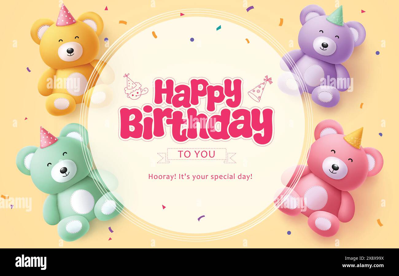 Happy birthday greeting vector template design. Birthday greeting text in circle space for ...