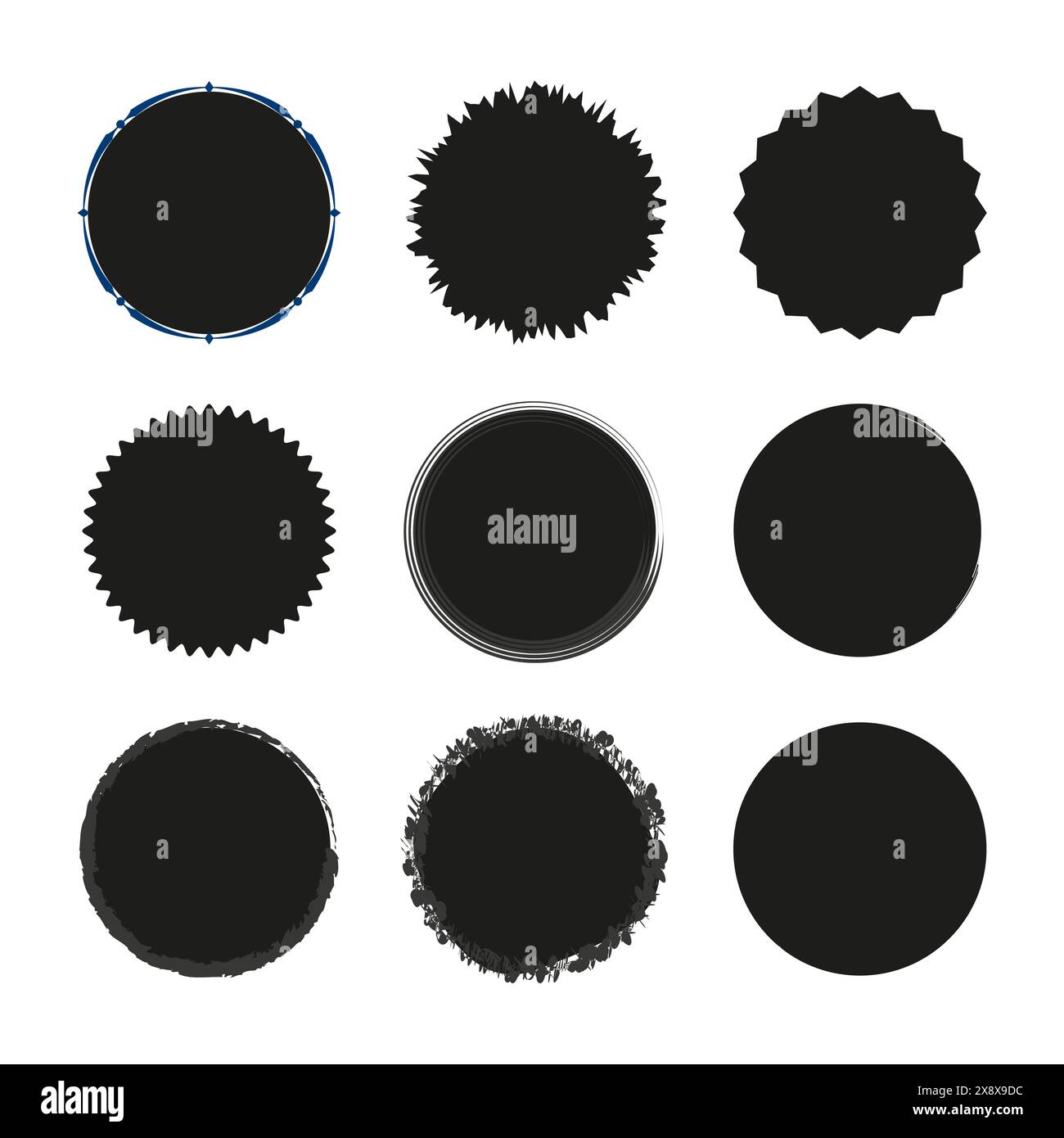 Variety of black circle badges set. Decorative round borders collection ...