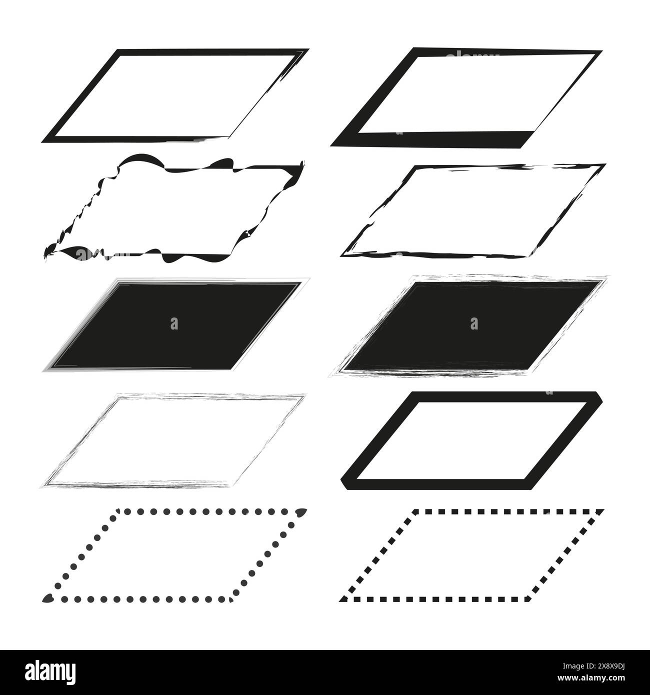Variety of black frames. Dotted and solid lines. Vector graphic ...