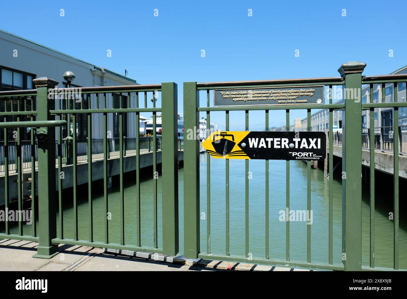 Sign pointing to a water taxi dock station at the Port of San Francisco ...