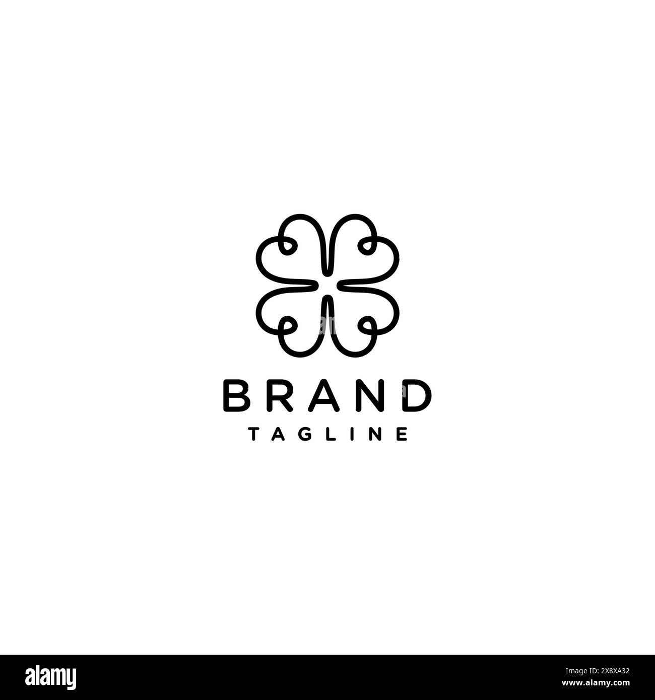 Black Clover leaf Logo Template with Minimalist Line Style. Minimalist ...