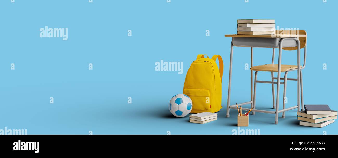 Copy space background for new semester of school concept. 3d rendering ...