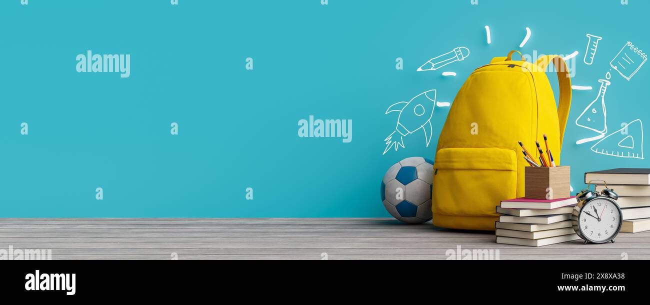 Copy space background for new semester of school concept. 3d rendering ...