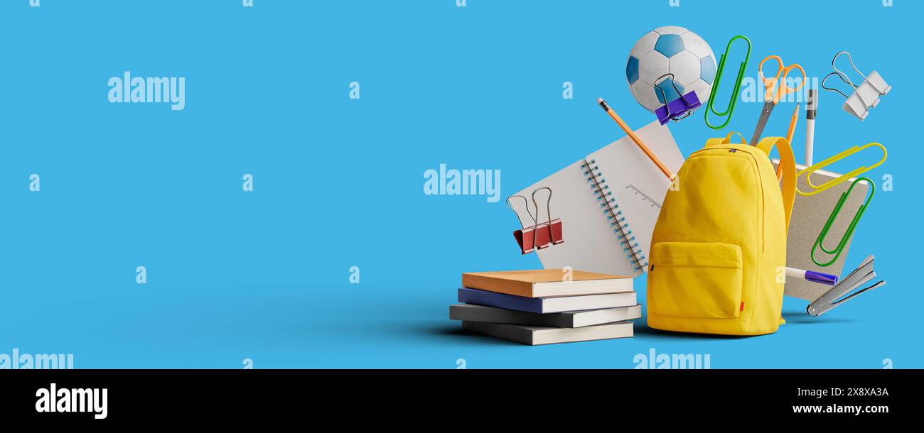 Copy space background for new semester of school concept. 3d rendering ...