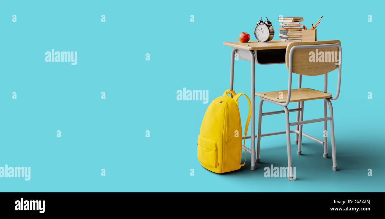 Copy space background for new semester of school concept. 3d rendering ...