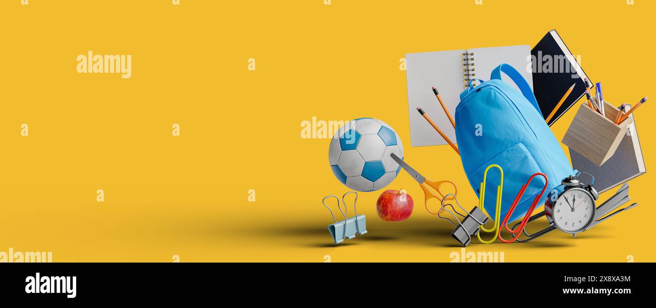 Copy space background for new semester of school concept. 3d rendering ...
